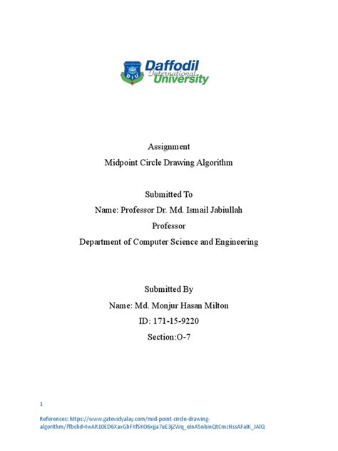 Assignment Midpoint Circle Drawing Algorithm Pdf Space Theoretical Computer Science