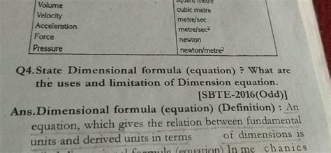 Q4state Dimensional Formula Equation What Are The Uses And Limitatio