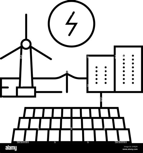 Renewable Integration Energy Line Icon Vector Illustration Stock Vector