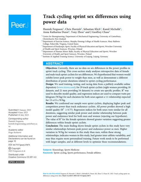 Pdf Track Cycling Sprint Sex Differences Using Power Data