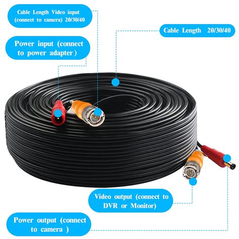 65 Feet Bnc Pre Made All In One Camera Video Bnc Extension Cable Oossxx