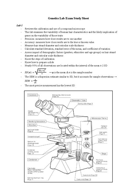 BIO2133 Lab Exam Study Sheet Genetics Lab Exam Study Sheet Lab 1 Reviews The Calibration And