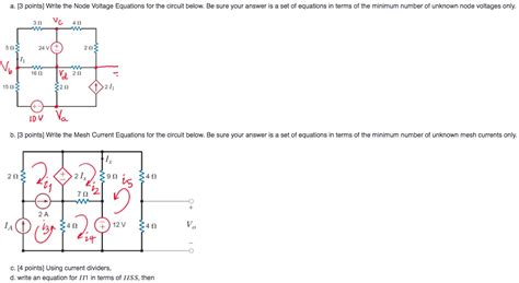 solved a [3 points] write the node voltage equations for