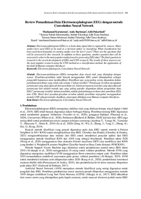 Pdf Review Pemanfataan Data Electroencephalogram Eeg Dengan Metode Convolution Neural Network