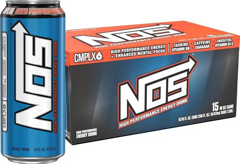 Nos Zero Sugar High Performance Energy Drink 16 Fl Oz Pack Of 15の