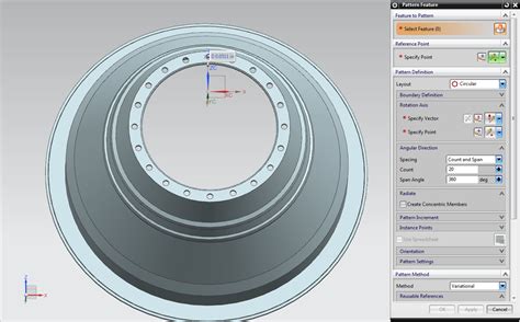 how to make holes on a curved surface in nx that patterns around the