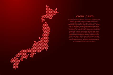 배너 포스터 인사말 카드에 대 한 노드와 패턴 기하학적 배경을 반복 빨간색 삼각형에서 일본 지도 추상적 인 회로도 벡터
