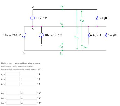 Solved Find The Line Currents And Line To Line Voltages