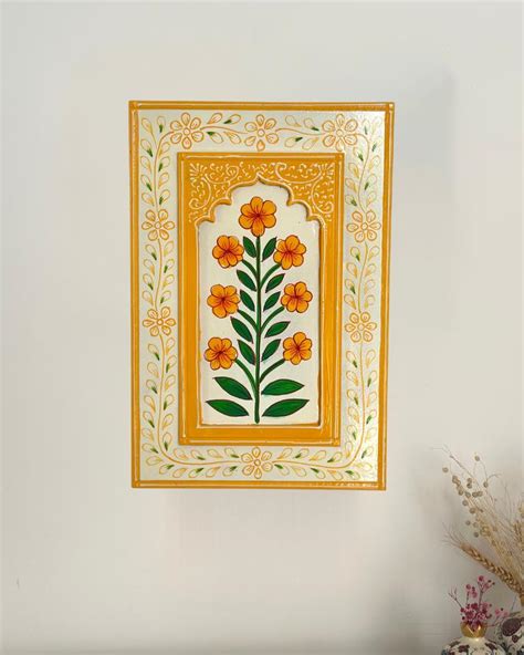 Marigold Yellow Wooden Wall Frame Vibrant Handcrafted Decor Atrangi
