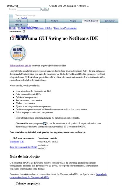Criando Uma Gui Swing No Netbeans Ide Tutorial Pdf Janela Informática Teclado De
