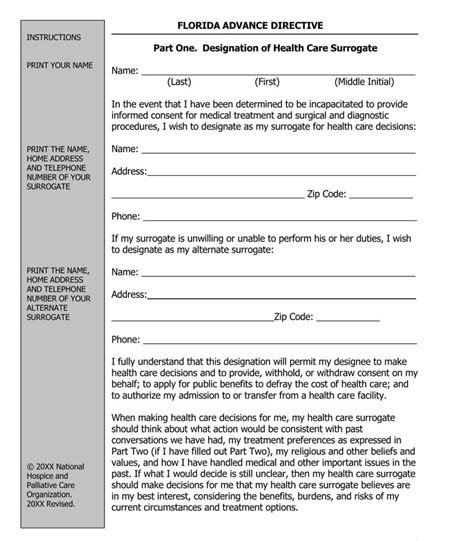 Living Will Form Florida Living Will Forms Free Printable