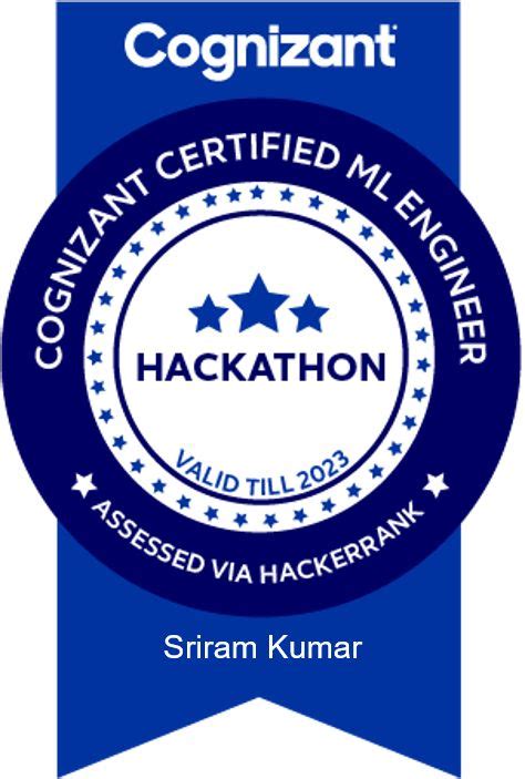 Sriram Kumar On Linkedin Cognizant Hackerrank Mlearning Mlengineer