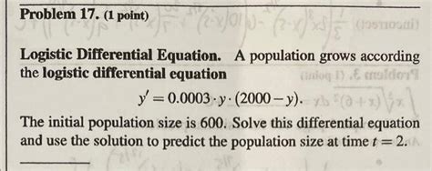 Logistic Differential Equation A Population Grows