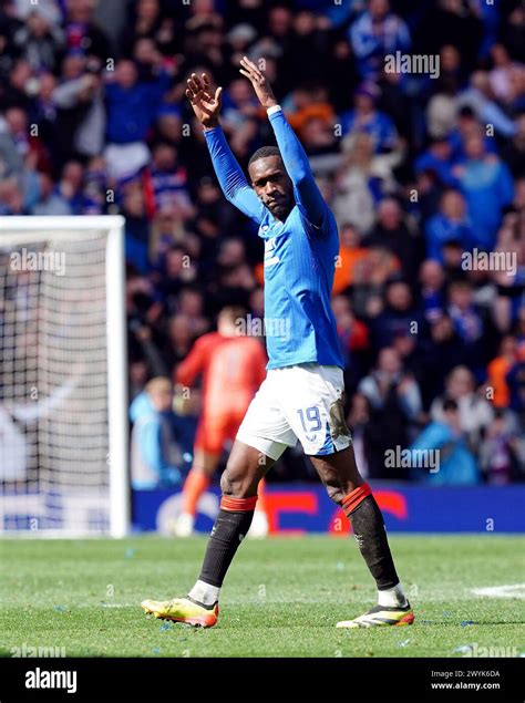 Rangers Abdallah Sima Encourages The Crowd After Scoring Their Sides Second Goal Of The Game