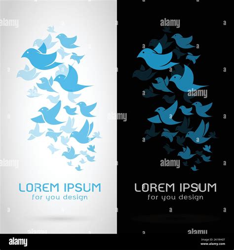 Vector Image Of Bird Flock Design On White Background And Black