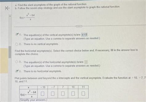 Solved K A Find The Slant Asymptote Of The Graph Of The Chegg Com