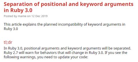 Jekyll Warning Using The Last Argument As Keyword Parameters Is