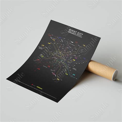 Cyberpunk 2077 Night City Metro Map Poster A1 A2 A3 A4 A5 Print Room
