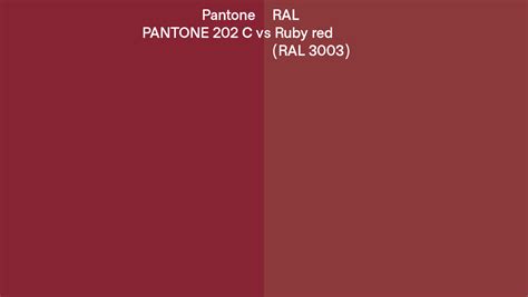 Pantone 202 C Vs RAL Ruby Red RAL 3003 Side By Side Comparison