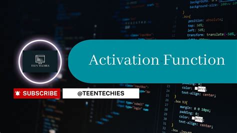 Python Video Series Video12 Machine Learning Activation Function Theory Part1 Youtube