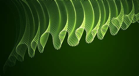 어두운 추상 벡터 매직 배경 부드러운 곡선 모양 점 바람에 투명 명주 그물 직물을 통해 흐르는 입자의 물결 3d 모양 의 점 혼합 메쉬 편안한 벽지 0명에 대한 스톡 벡터