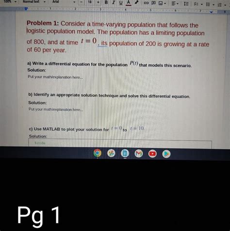 Solved Problem 1 Consider A Time Varying Population That
