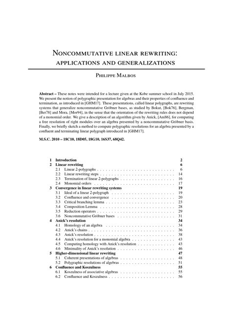 Pdf Noncommutative Linear Rewriting Applications And Generalizations