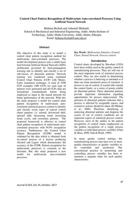 Pdf Control Chart Pattern Recognition Of Multivariate Auto Correlated Processes Using