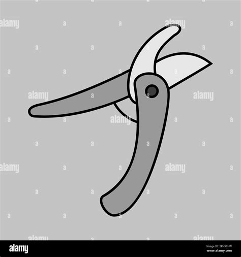 Pruning Scissors Garden Secateurs Vector Grayscale Icon Graph Symbol