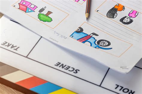 스토리 보드 연필 창조적 인 스케치 만화 그리기 스토리 보드는 모션 픽처 인터랙티브 미디어를 미리 시각화 하는 목적으로 순서