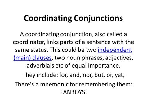 Coordinating Conjunction Definition Coordinating Conjunction Definition