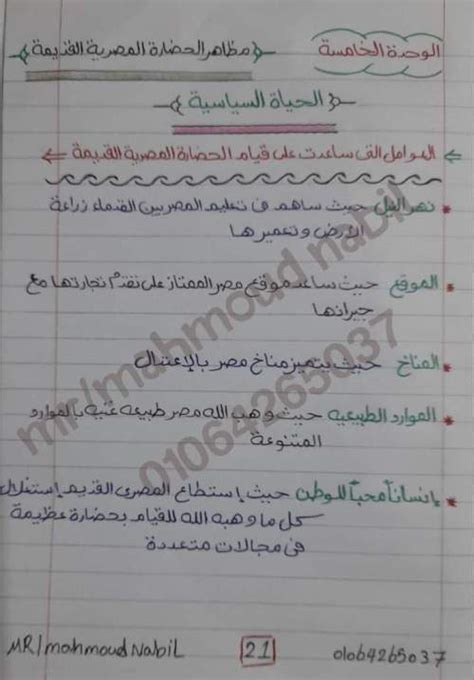 الوحدة الخامسة دراسات للصف الأول الإعدادي ترم مدرس دوت كوم