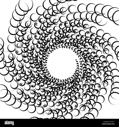 Abstract Spirally Monochrome Element With Overlapping Circles Stock