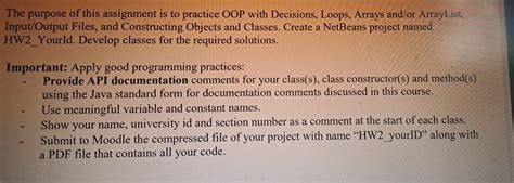 Solved The Purpose Of This Assignment Is To Practice Oop