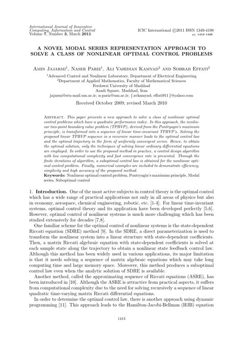 Pdf A Novel Modal Series Representation Approach To Solve A Class Of