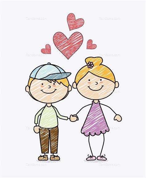 وکتور دختر و پسر دست در دست هم