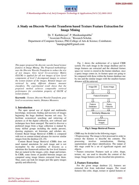Pdf A Study On Discrete Wavelet Transform Based Texture Feature Extraction For Image Mining