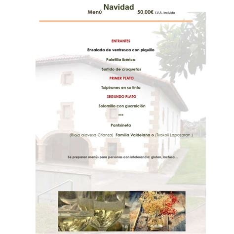 Menu Navidad Txoko 50 Txoko Piperrak