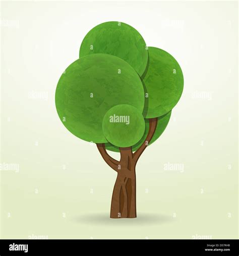 New Cartoon Style Tree Icon Isolated On White Background Can Use Like Design Element Stock Photo