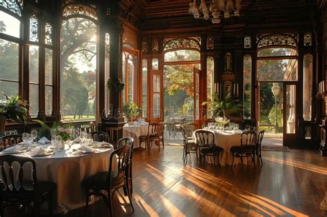 Elegant Dining Setting In Historical Venue With Sunlight Streaming