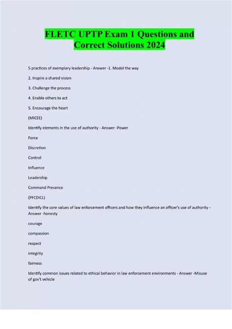 FLETC UPTP Exams With Their Solved Solutions Stuvia US