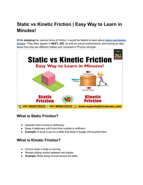 Ppt Static Vs Kinetic Friction Easy Way To Learn In Minutes Powerpoint Presentation Id