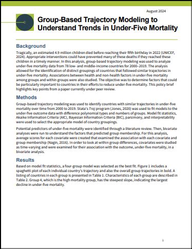 Group Based Trajectory Modeling To Understand Trends In Under Five Mortality DataForImpactProject