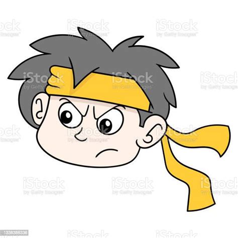 머리띠 벡터 일러스트 판지 이모티콘을 사용하여 전사 소년의 머리 낙서 아이콘 그리기 낙서 드로잉에 대한 스톡 벡터 아트 및 기타 이미지 낙서 드로잉 디자인 로고