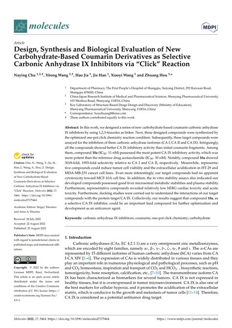 Pdf Design Synthesis And Biological Evaluation Of New Carbohydrate