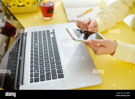 Entrepreneur Checking Text Messages Stock Photo Alamy