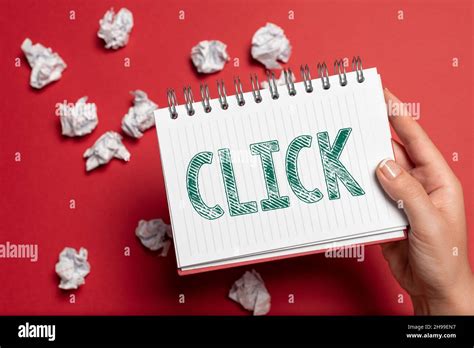 Hand Writing Sign Click Concept Meaning Act Of Pressing A Button On A