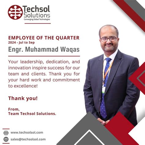 Techsol Solutions On Linkedin Engineermuhammadwaqas Employeeofthequarter Excellenceatwork…