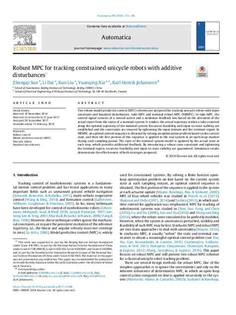 pdf robust mpc for tracking constrained unicycle robots with additive