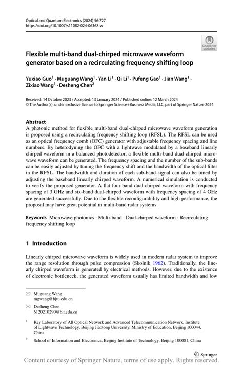 Flexible Multi Band Dual Chirped Microwave Waveform Generator Based On